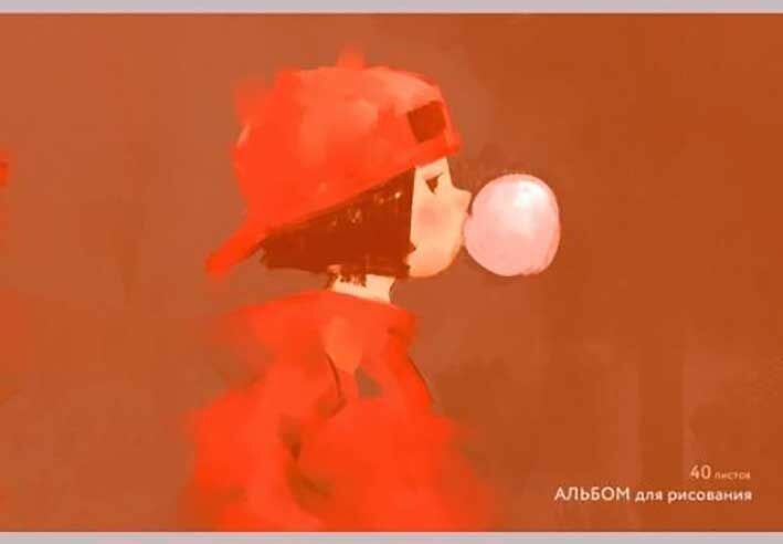 Альбом для рисования ЭКСМО "Девочка в бейсболке", скрепка, выборочно лак, 40 листов (АЛ402327)