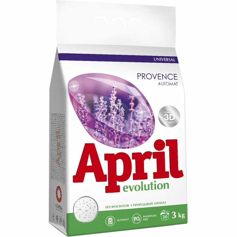 Стиральный порошок April Evolution 3 кг, Автомат, универсальный, Provenсe
