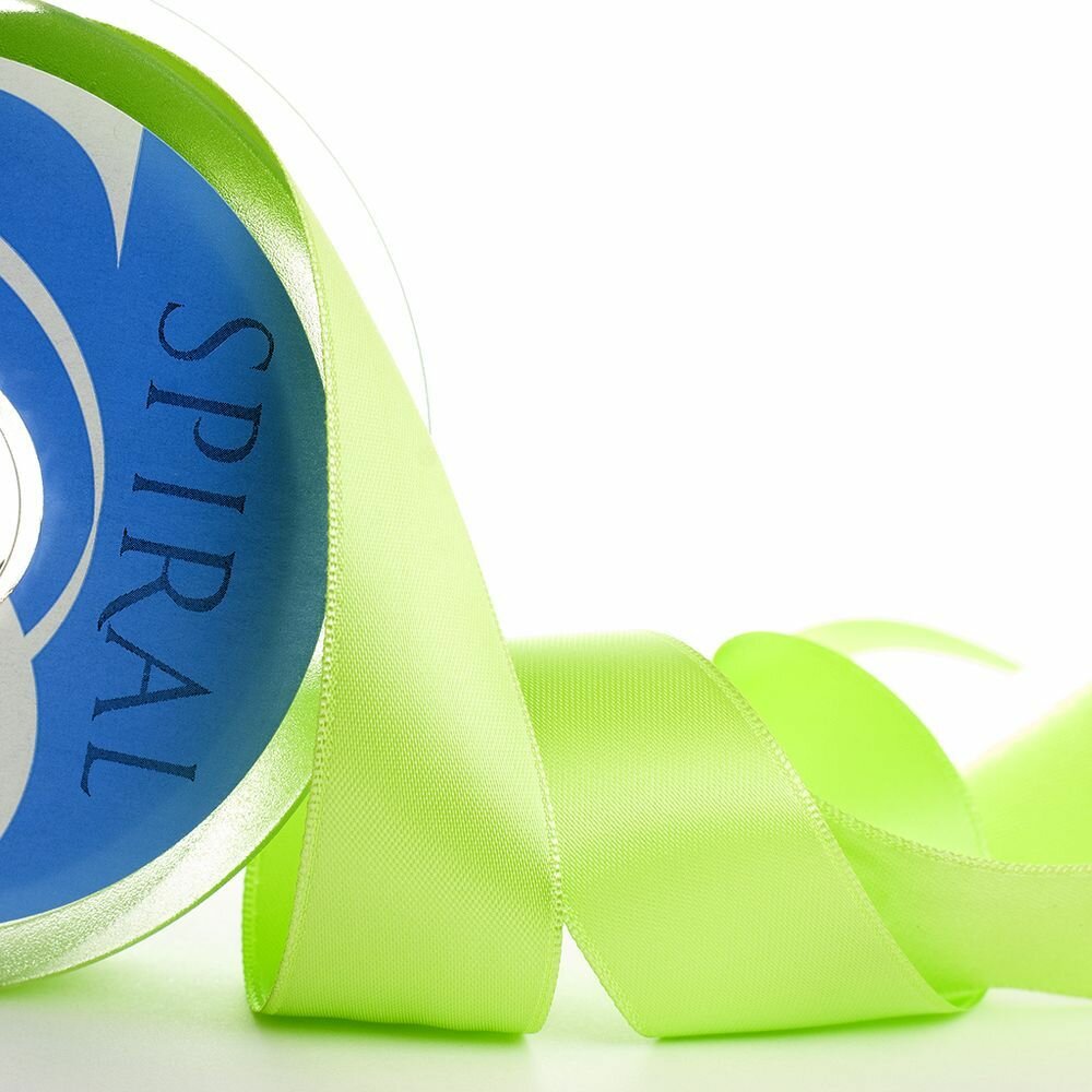 Лента атласная SAFISA Двусторонняя, 3 мм, 100 м, цвет 73, Желто-зеленый