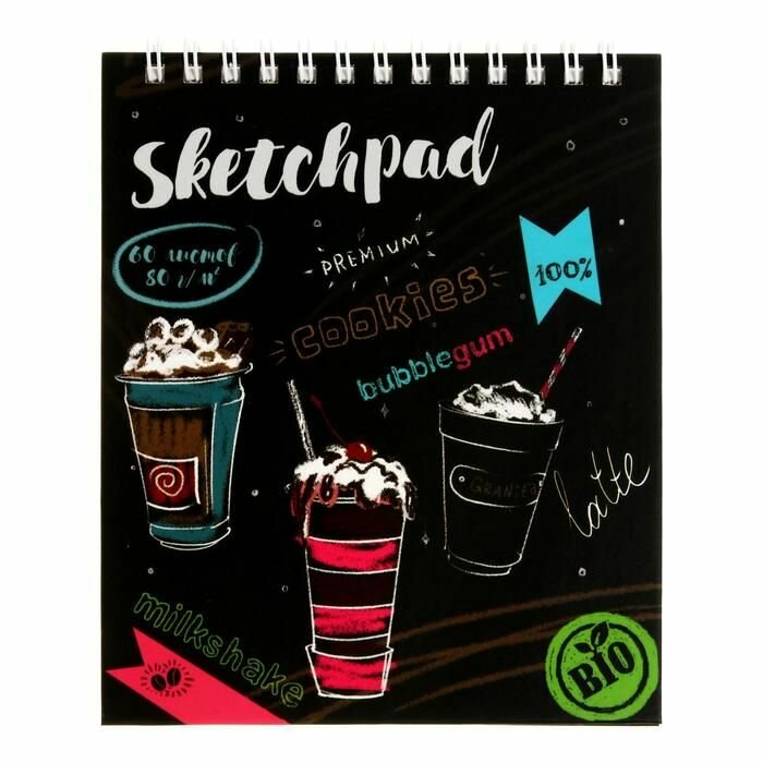 Скетчпад Феникс А6, 60 листов, "Коктейльная вечеринка", твердая обложка, блок 80 г/м2