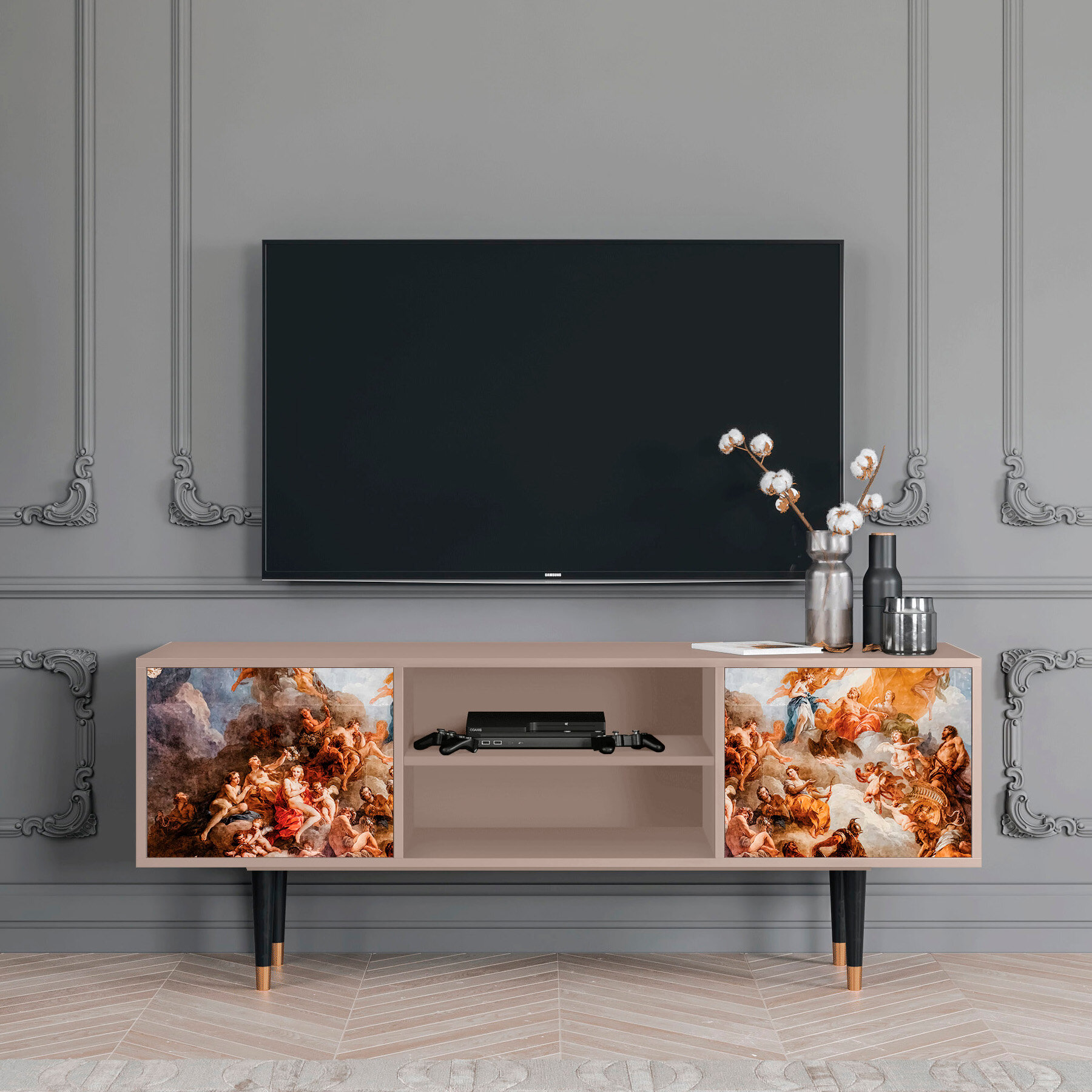 ТВ-Тумба - STORYZ - T2 Versailles by Michelangelo, Размер - 170 x 69 x 48 см, Цвет корпуса - , Бежевый