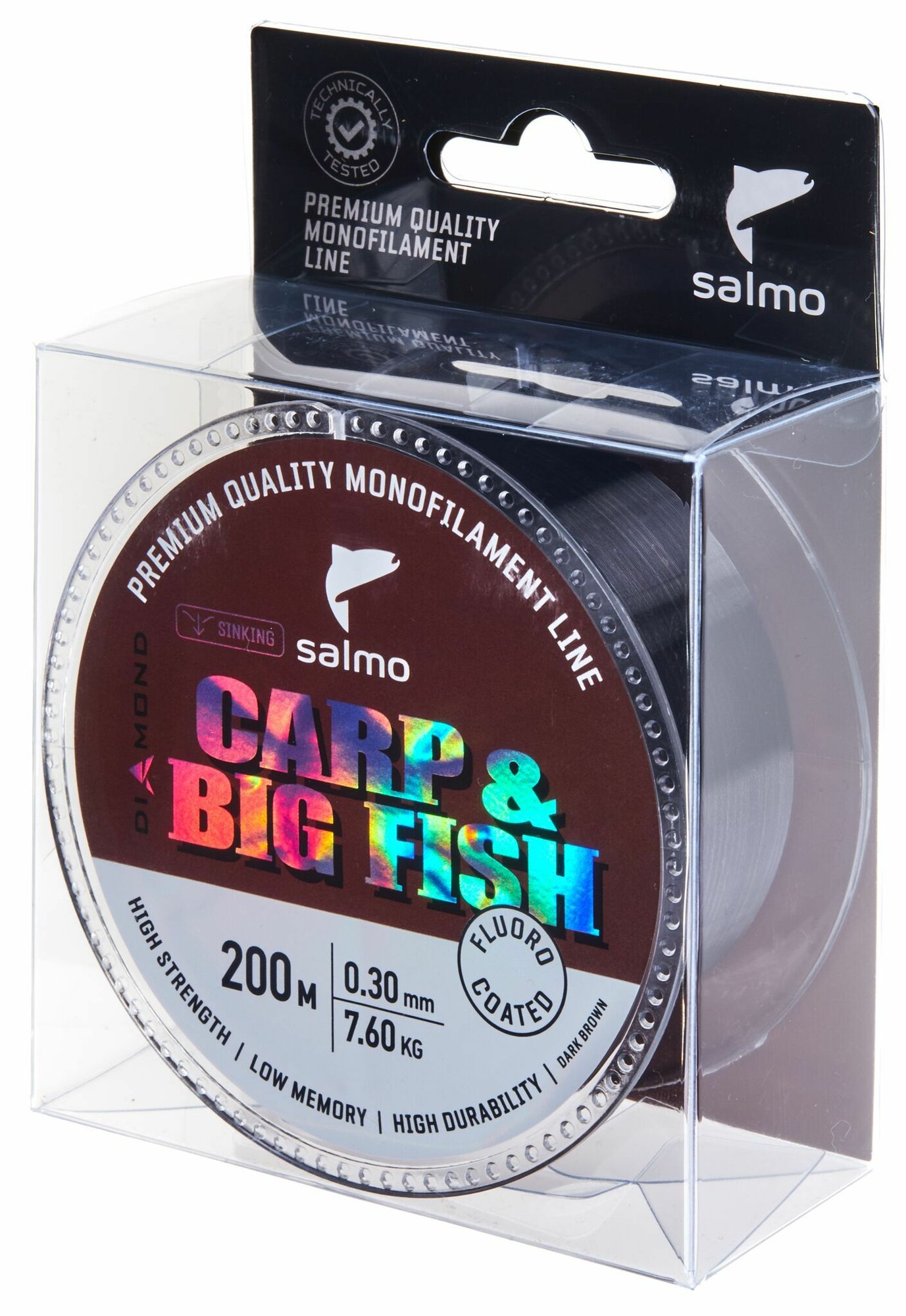 Леска монофильная флюкарбоновая для летней рыбалки Salmo Diamond CARP & BIG FISH FLUORO COATED Dark Brown 200/030
