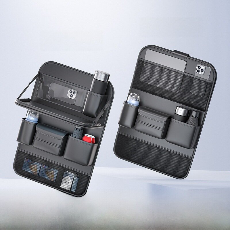 Сумка для хранения, на спинке автокресла, черная, из кожи Наппа