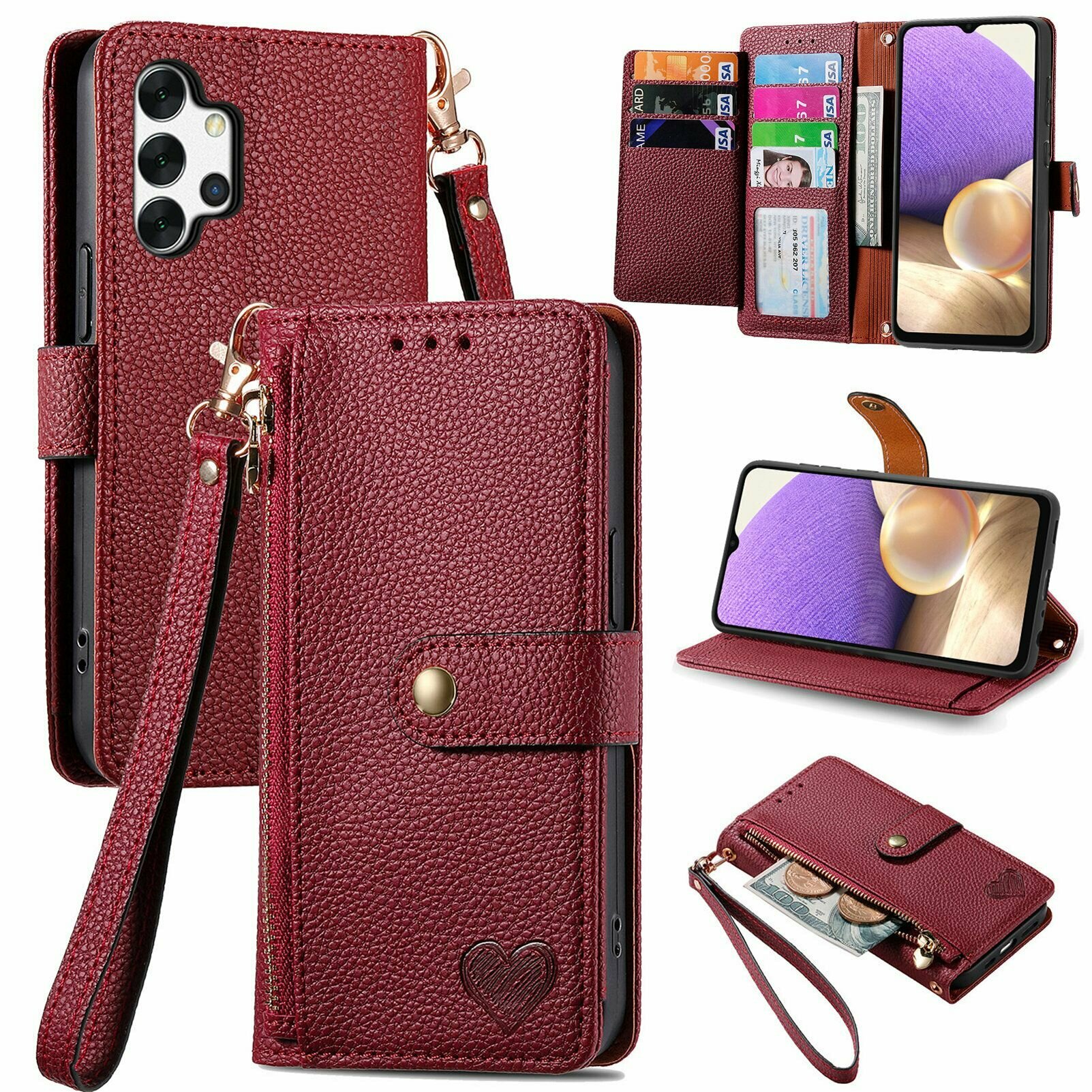 Книжка чехол для Samsung Galaxy A32 4G экокожи кошелек на молнии Чехлы для мобильных телефонов