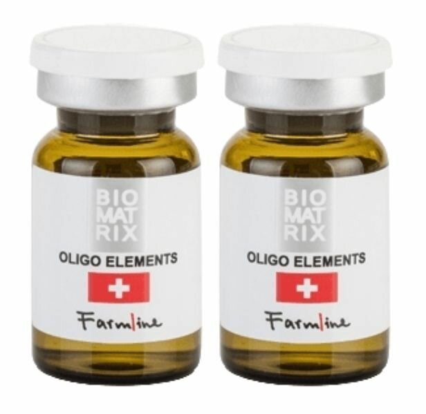 BIOMATRIX Мезопрепарат под мезороллер или дермапен для лица и кожи головы Олигоэлементы Биоматрикс Farmline OLIGO ELEMENTS, 2 флакона по 6 мл