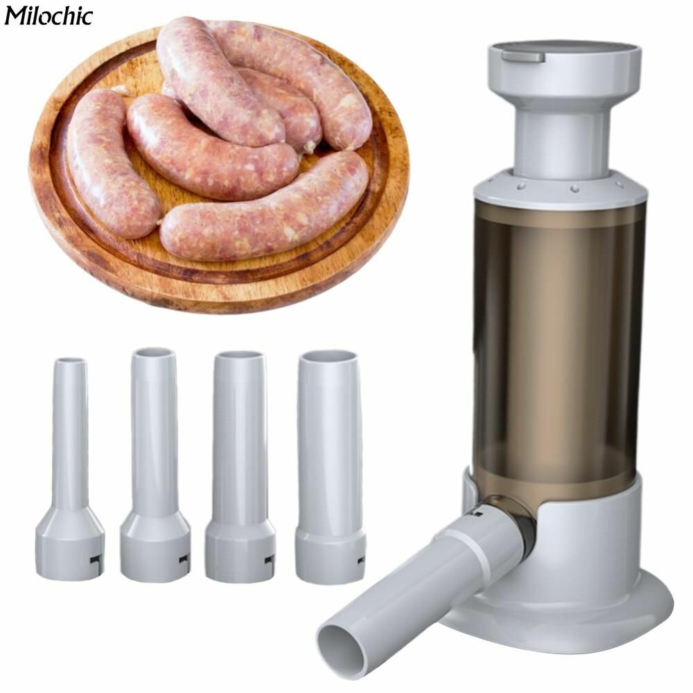 Ручной шприц для колбас с 4 трубками разного диаметра, удобный набор для домашнего приготовления колбасных изделий, безопасный и практичный инструмент для начинки