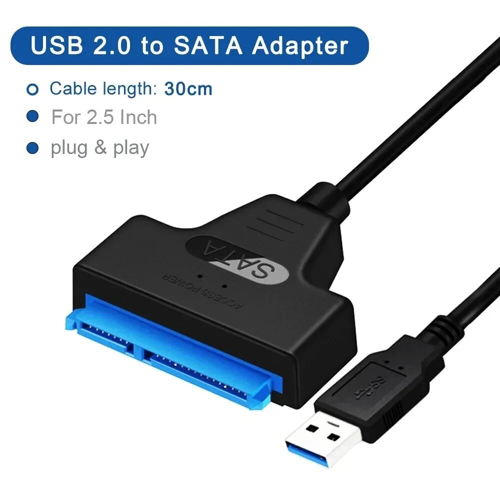 Кабель-переходник kebidu USB 3.0 на SATA для 2,5-дюймового SSD HDD USB2.0 to SATA Cable