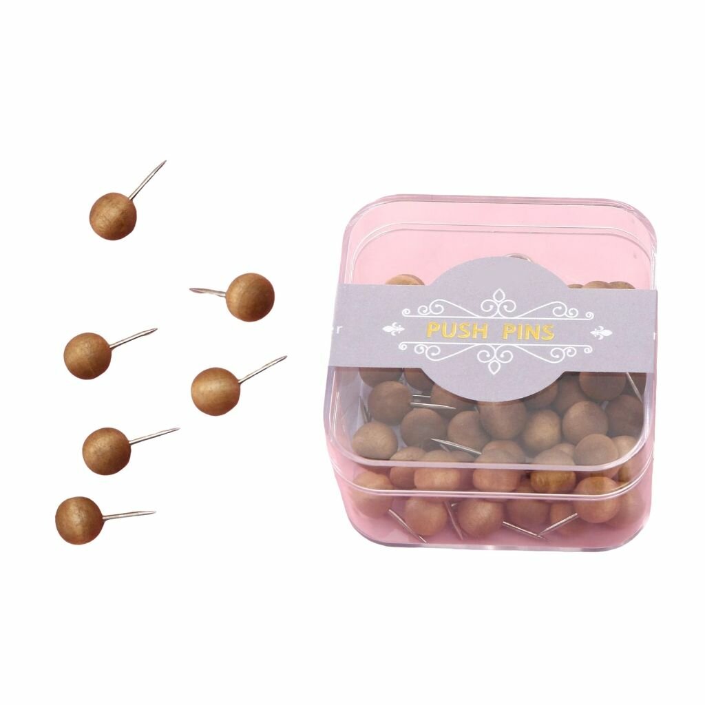 50 шт. в коробке, деревянные простые гвозди для пробковых досок - коричневые