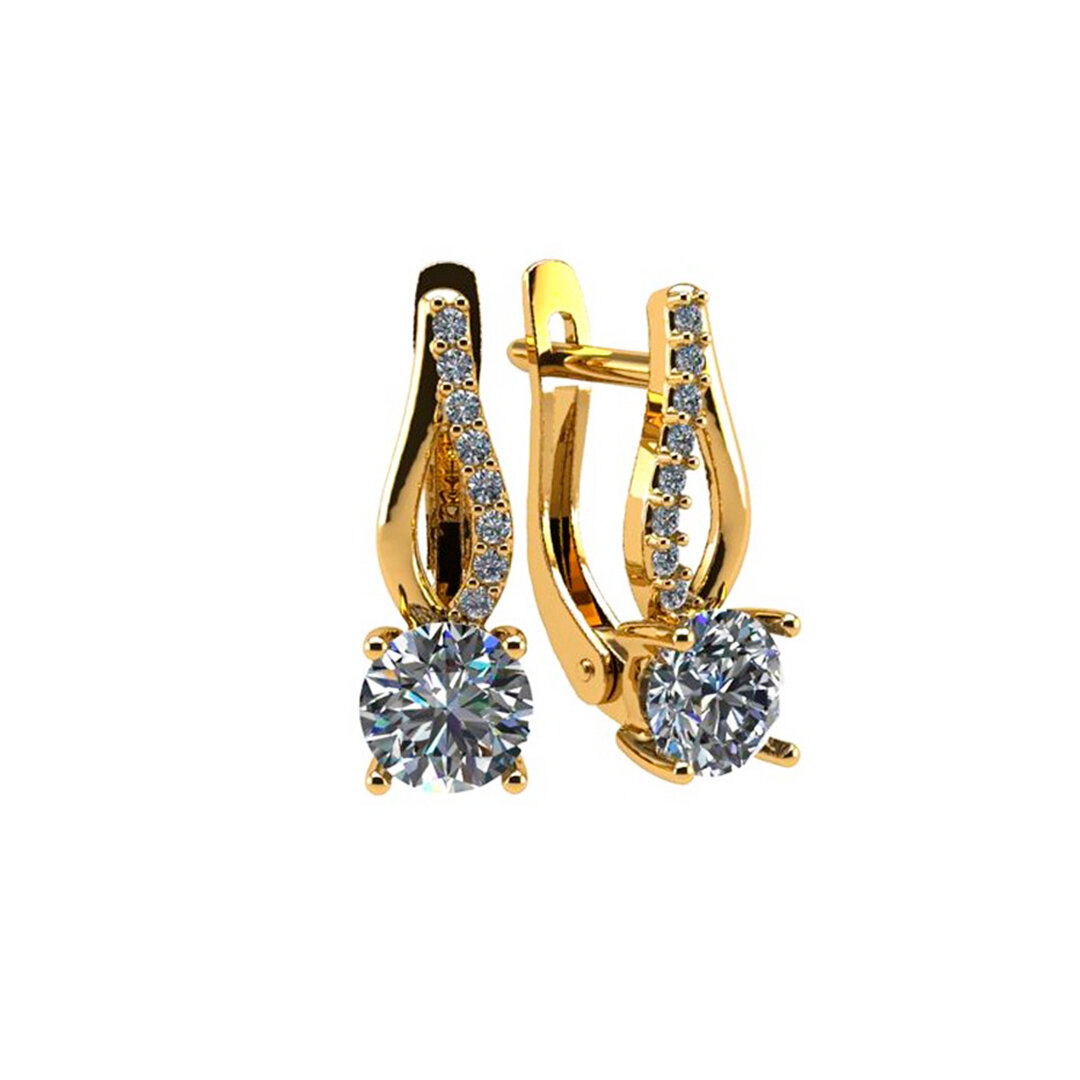 Серьги, красное золото, 585 проба, фианит