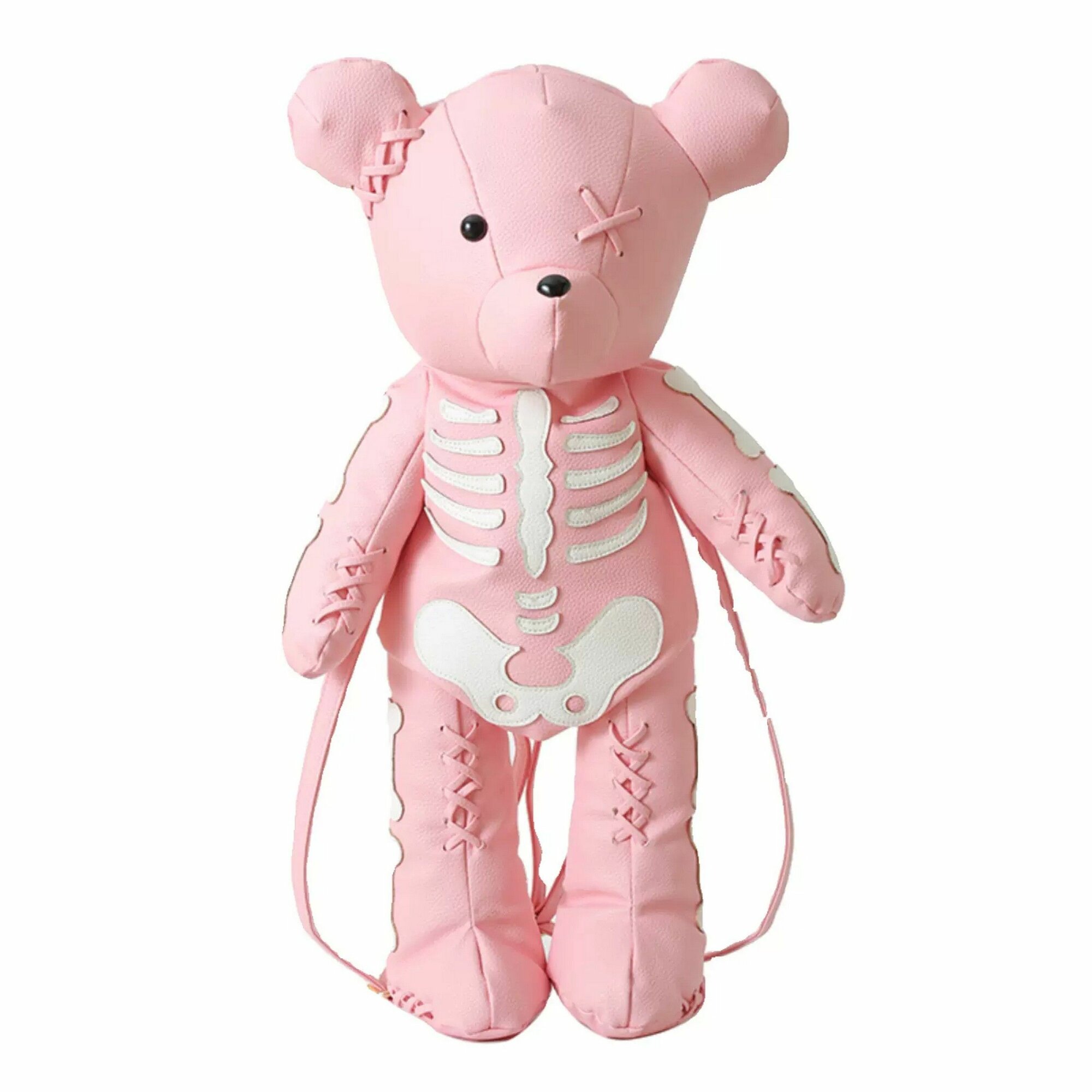 Рюкзак медведь, розовый, 65 см, сумка-рюкзак из экокожи "Skeleton Bear"