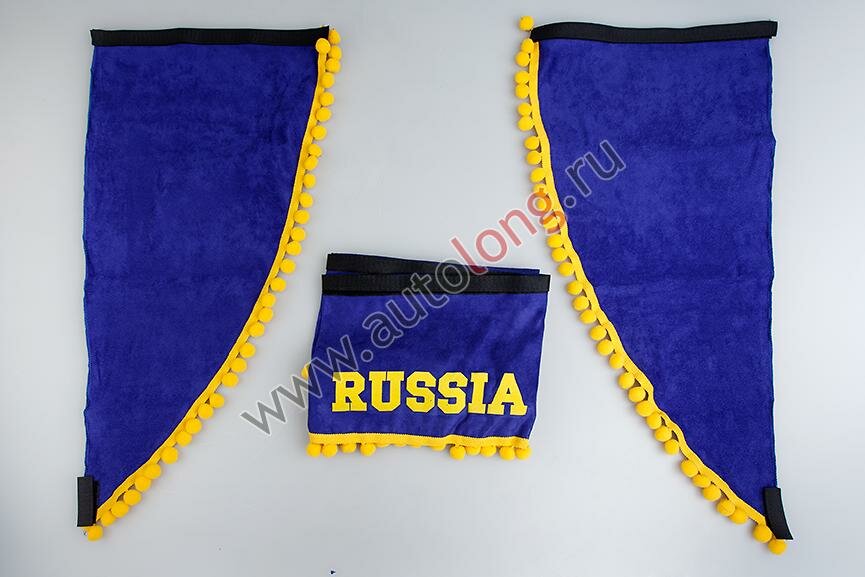 Ламбрекен лобового стекла и угол россия (польская ткань) Синий с желтым