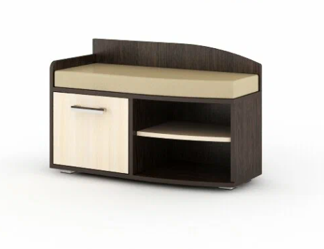 Обувница Виктория-25, BUDUNOV GROUP, Дуб венге/Дуб молочный КЗ беж, тумба для обуви, 76.8х34х50.4 см