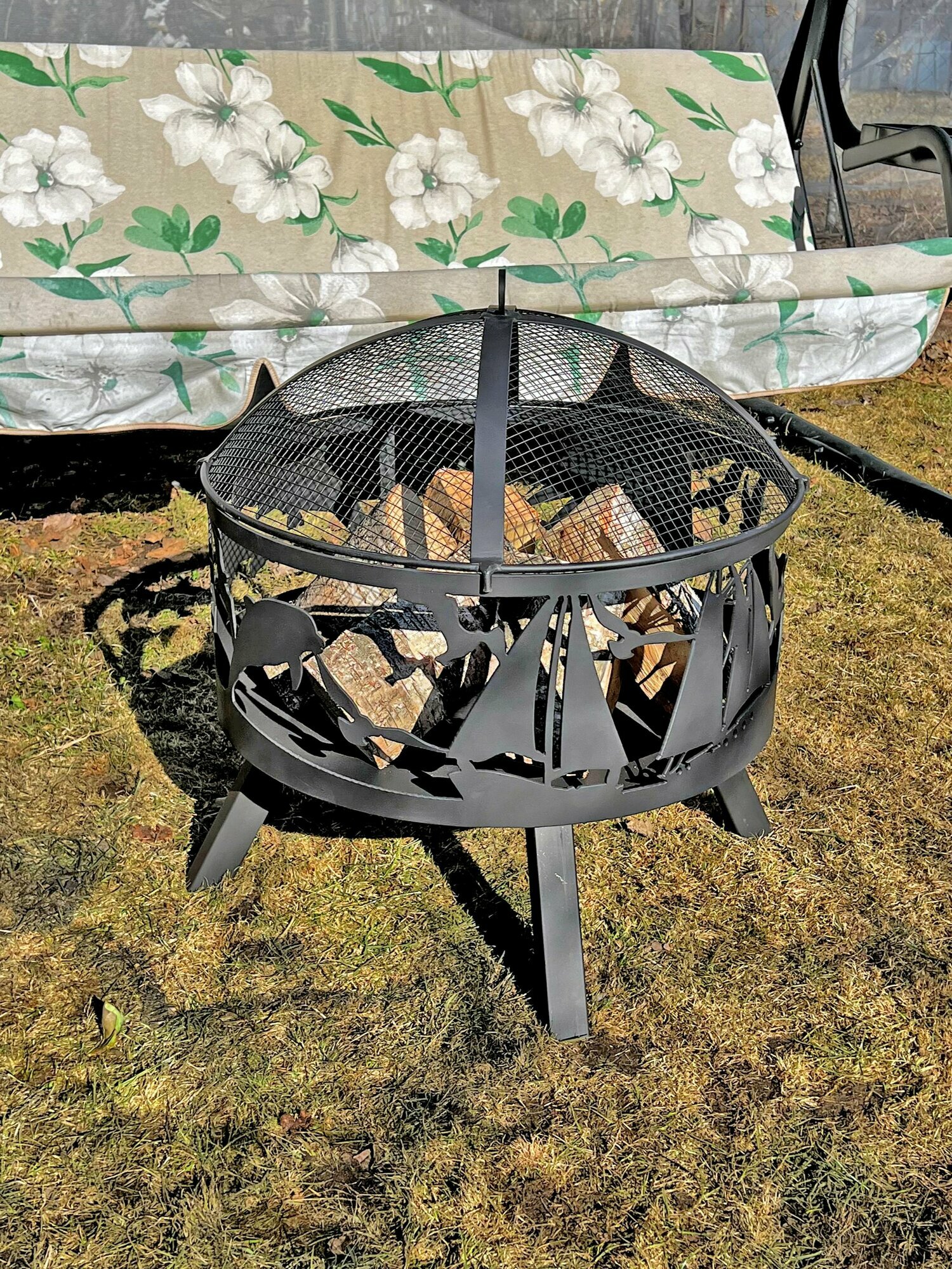 Костровая чаша Корабли и дельфины+Купол искрогаситель 60 см 0,3 см