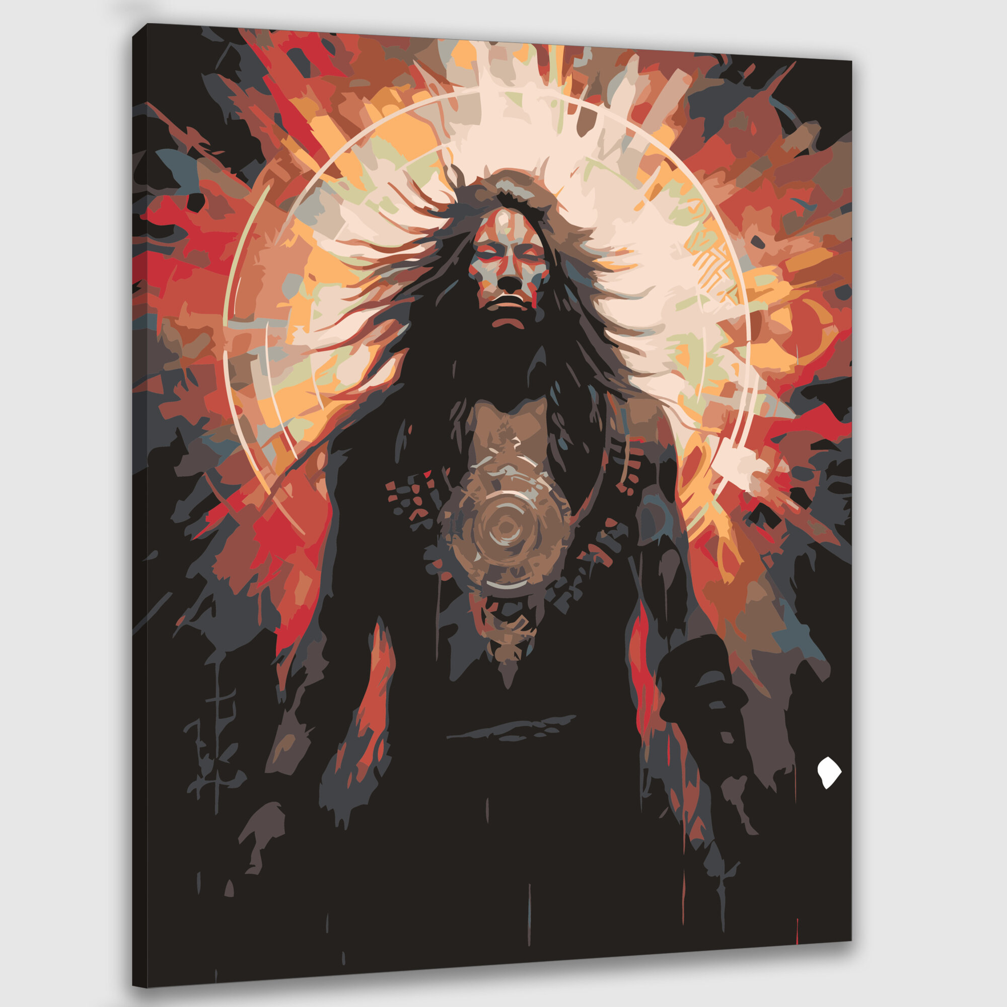 Картина по номерам 40x50 см, шаман, мистический транс, щит из энергии, аура божественной защиты, духовная сила