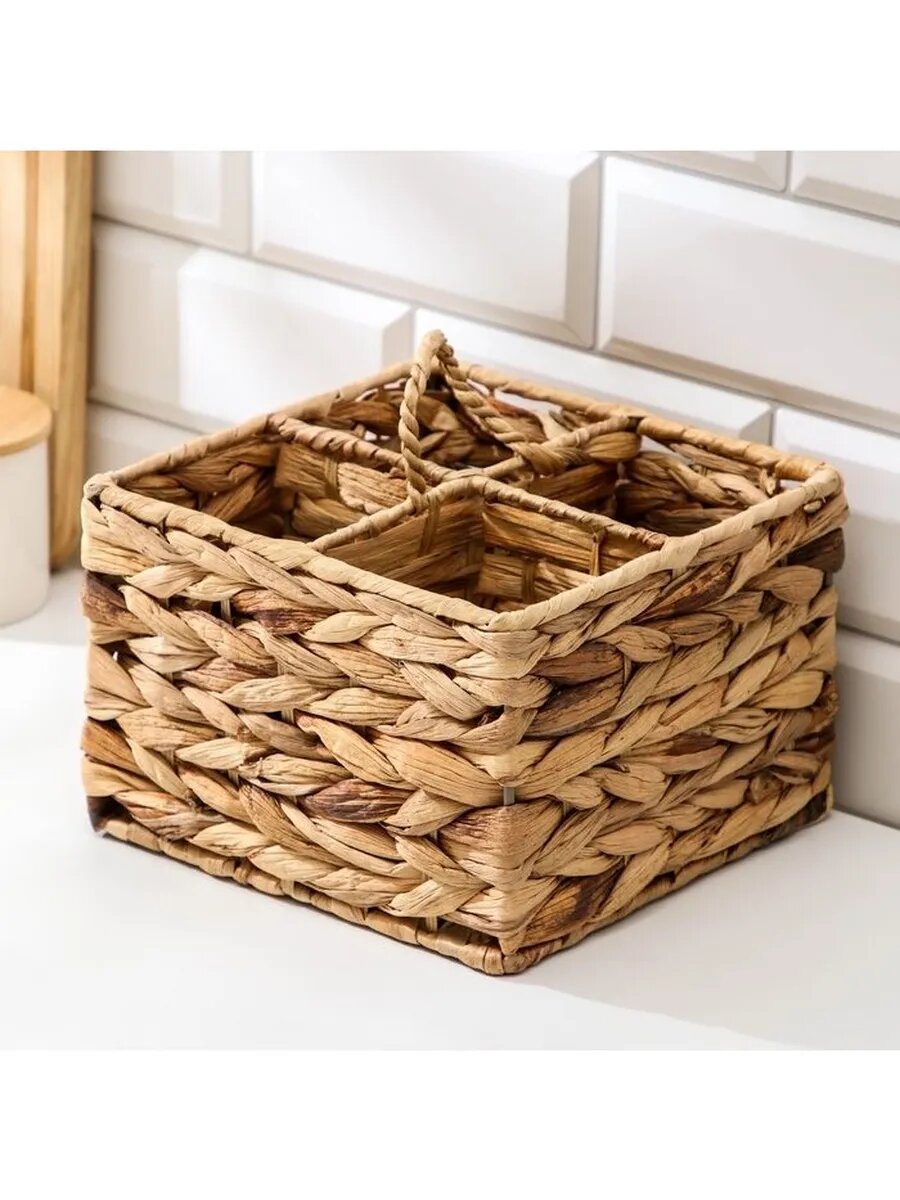 Корзинка для подачи Доляна «Камыш», 20×20×14 см, из соломы