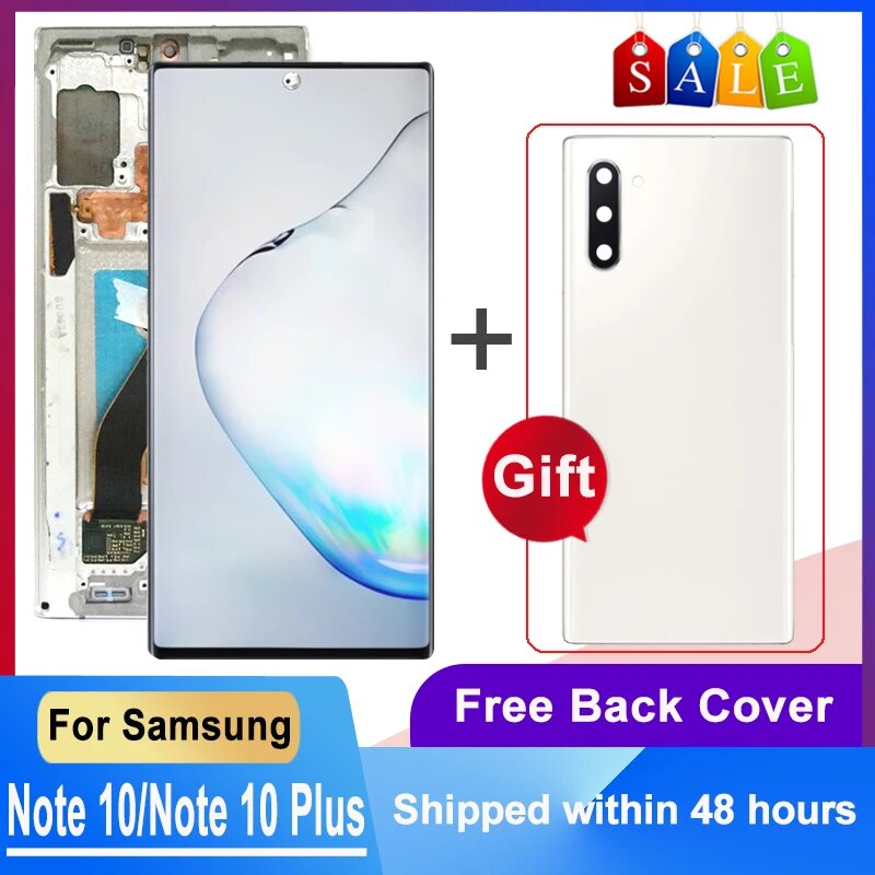 Протестированный динамический AMOLED дисплей для Samsung Note 10 + для Note 10 N970F Note 10 Plus N975F ЖК-сенсорный экран дигитайзер в сборе Note10Plus No Frame