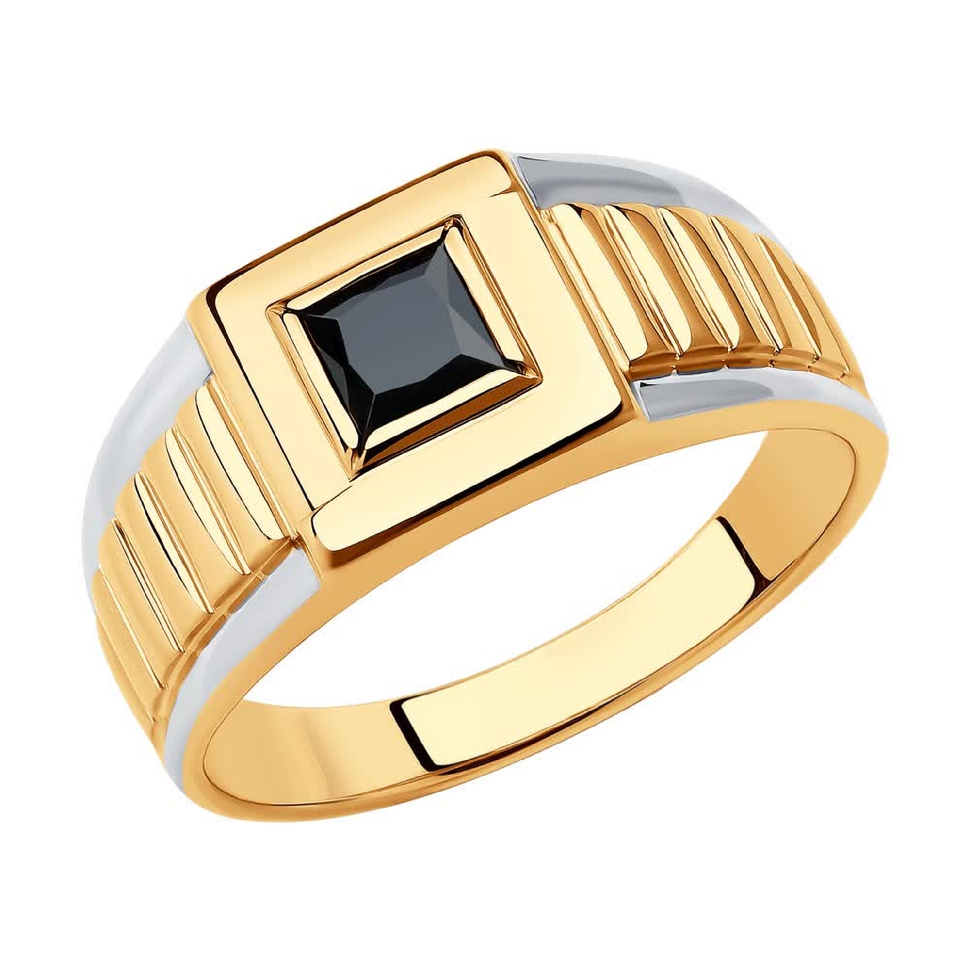 Печатка, красное золото, 585 проба, фианит