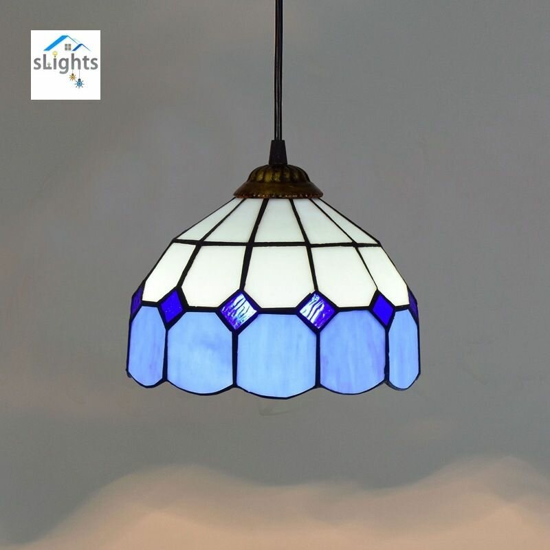 Светильник подвесной-sLights Люстра Тиффани синего средиземноморского цвета-20CM