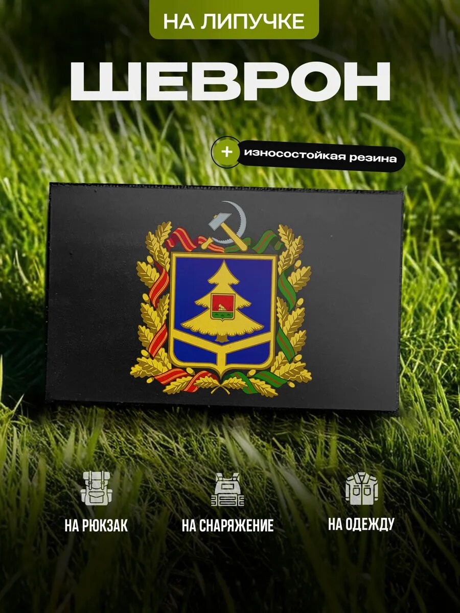 Шеврон IREVIVE прямоугольный "герб Брянская область" на липучке, на одежду, форму
