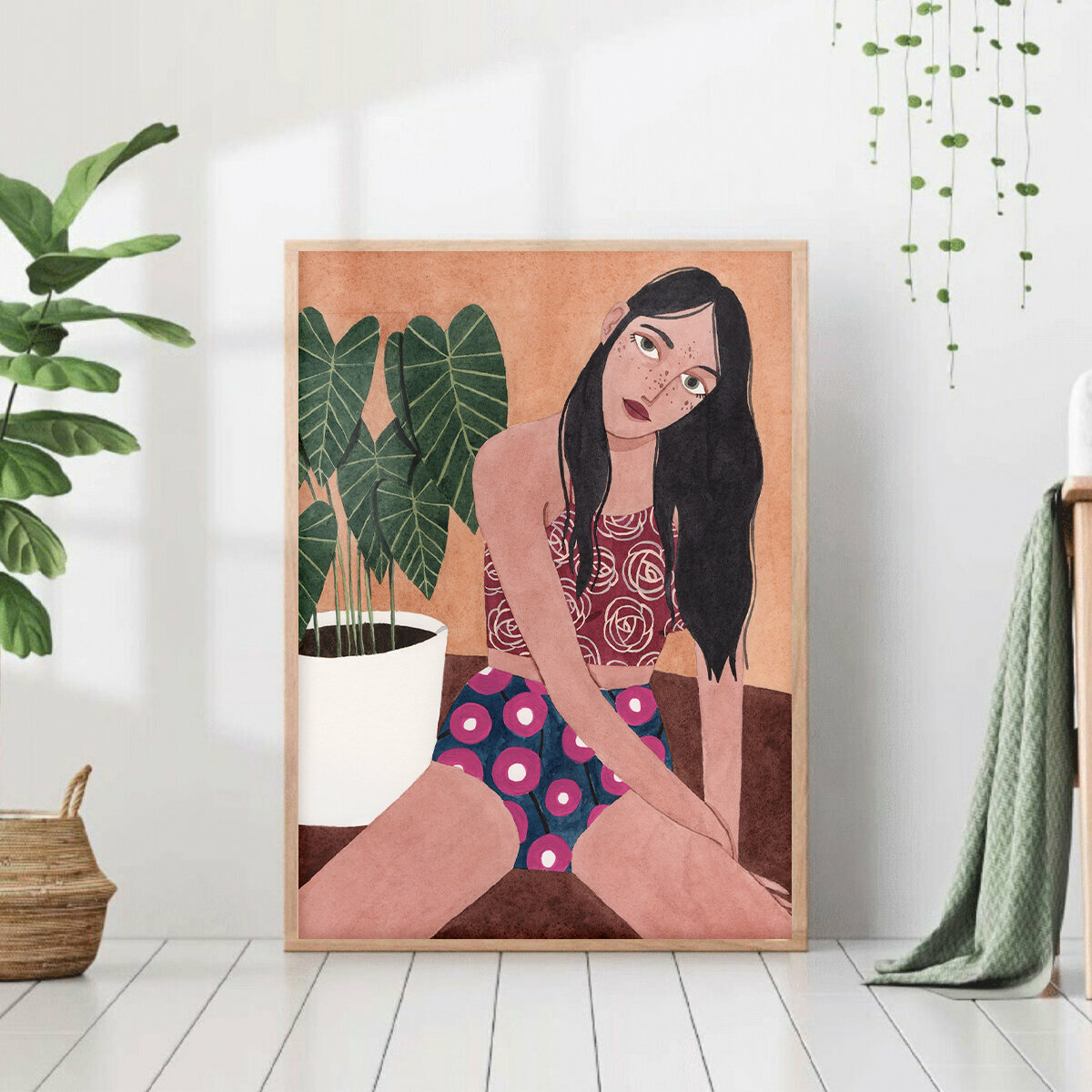 Постер "Бруно Манкузо портрет девушки" 40x50 без рамки на стену для интерьера