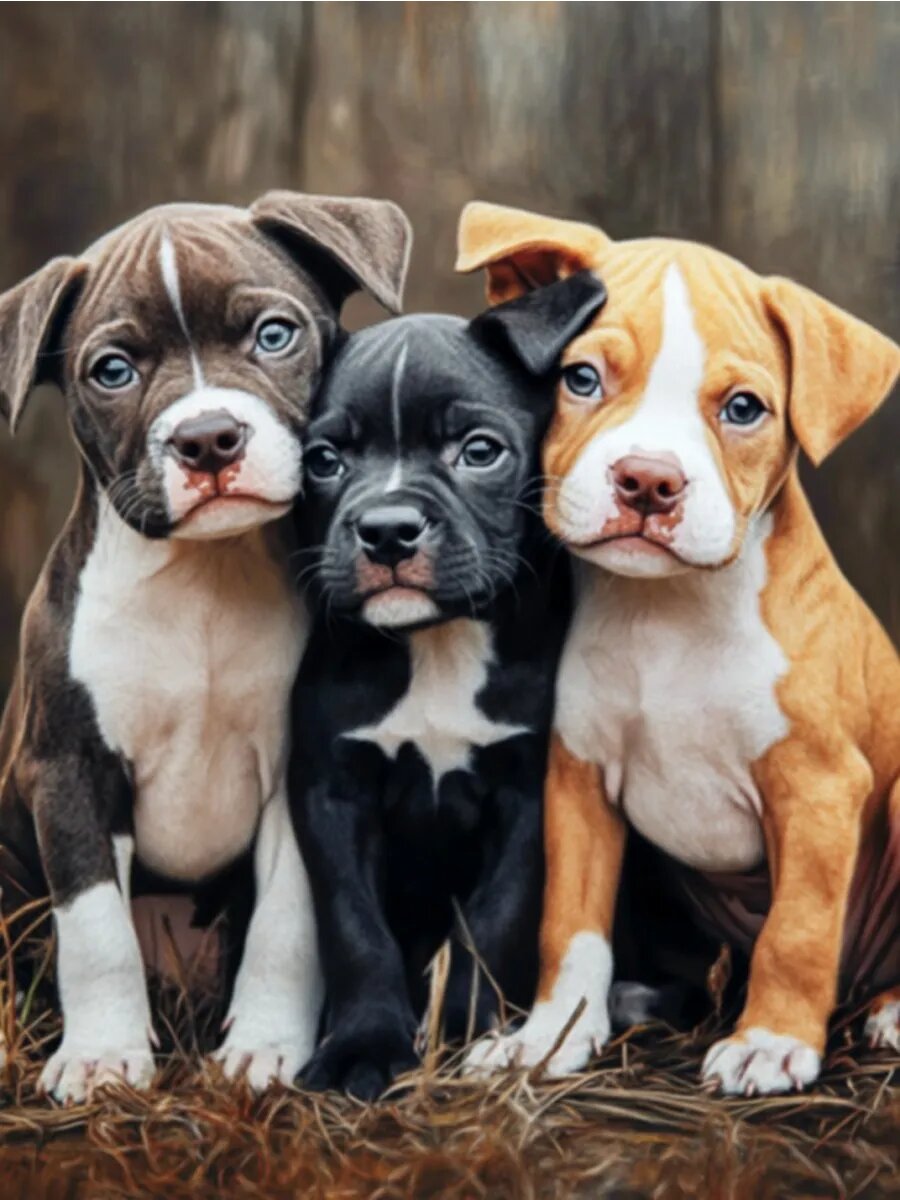 Картина по номерам собаки питбули 40х50