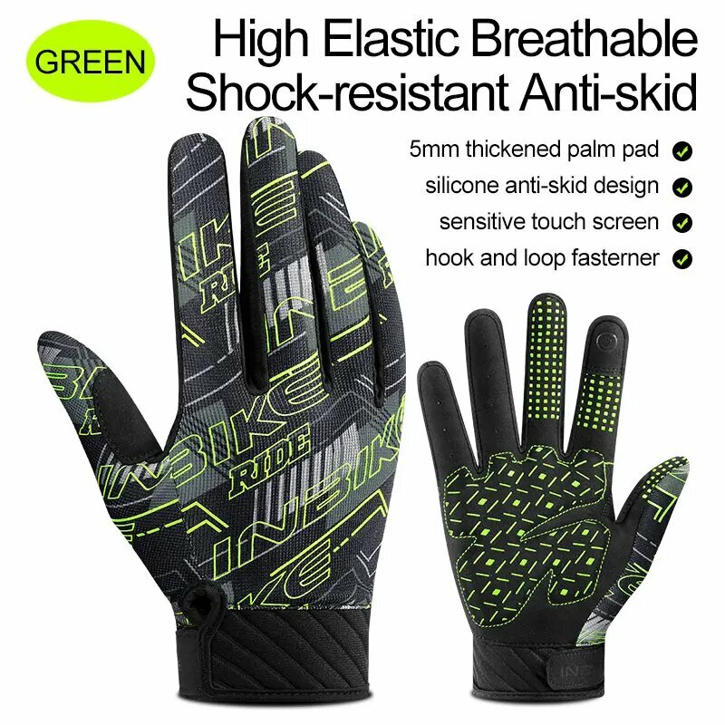 INBIKE Велосипедные перчатки сенсорный экран оранжевые Зеленый, XXL, Green