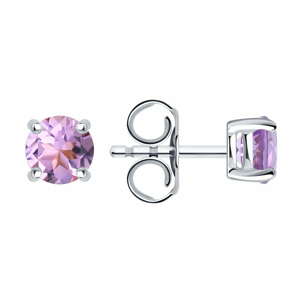 Серьги, серебро, 925 проба, родирование, аметист