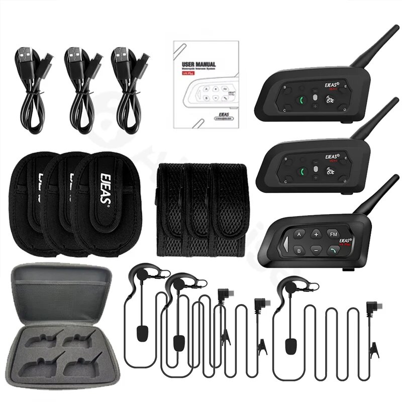 EJEAS 1 шт. V4C Plus + 2 шт. V6C Pro + 3 гарнитура для внутренней связи рефери 1200 м футбол полнодуплексный Bluetooth конференц-переговорный телефон + сумка