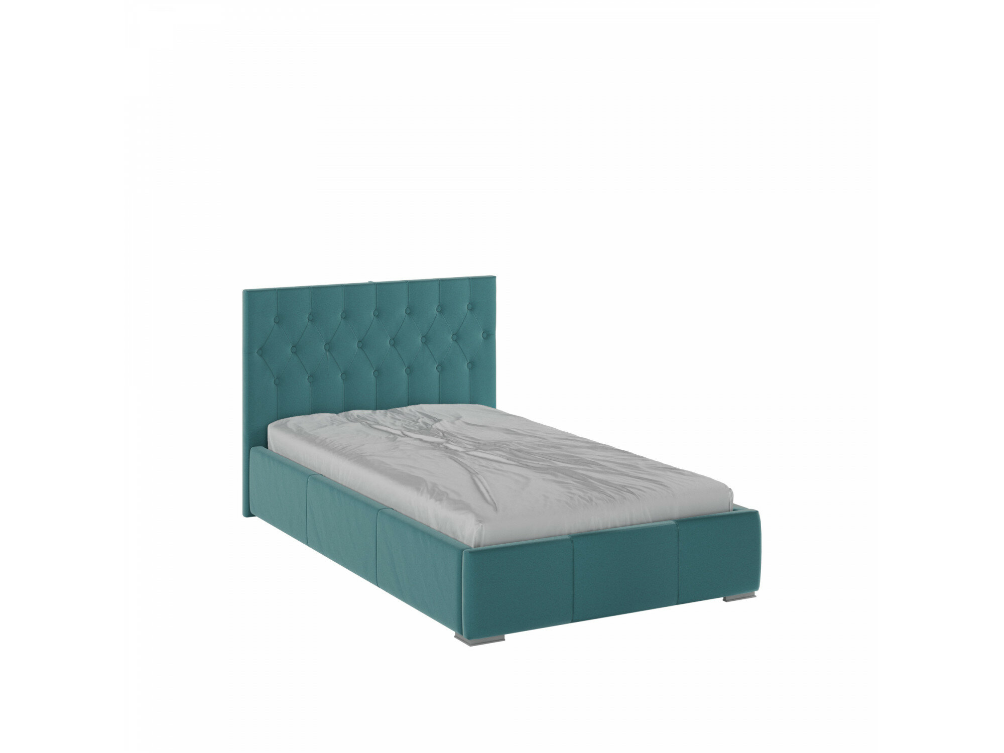 Кровать интерьерная, велюр 120, велюр бирюза ромб, подъемный механизм