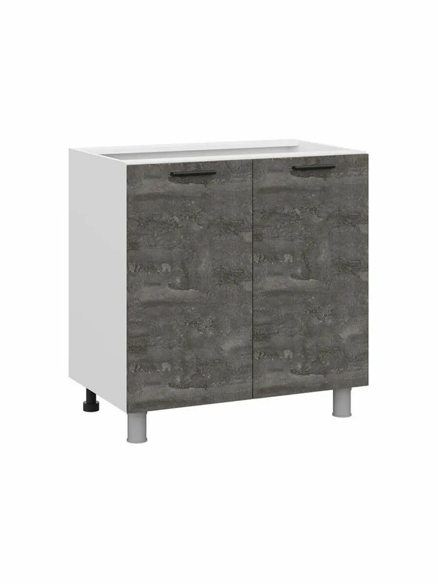 Кухонный модуль напольный, стол Урбан с полками, с доводчиками, 80х50.6х82.4 см, Белый / Камень темный