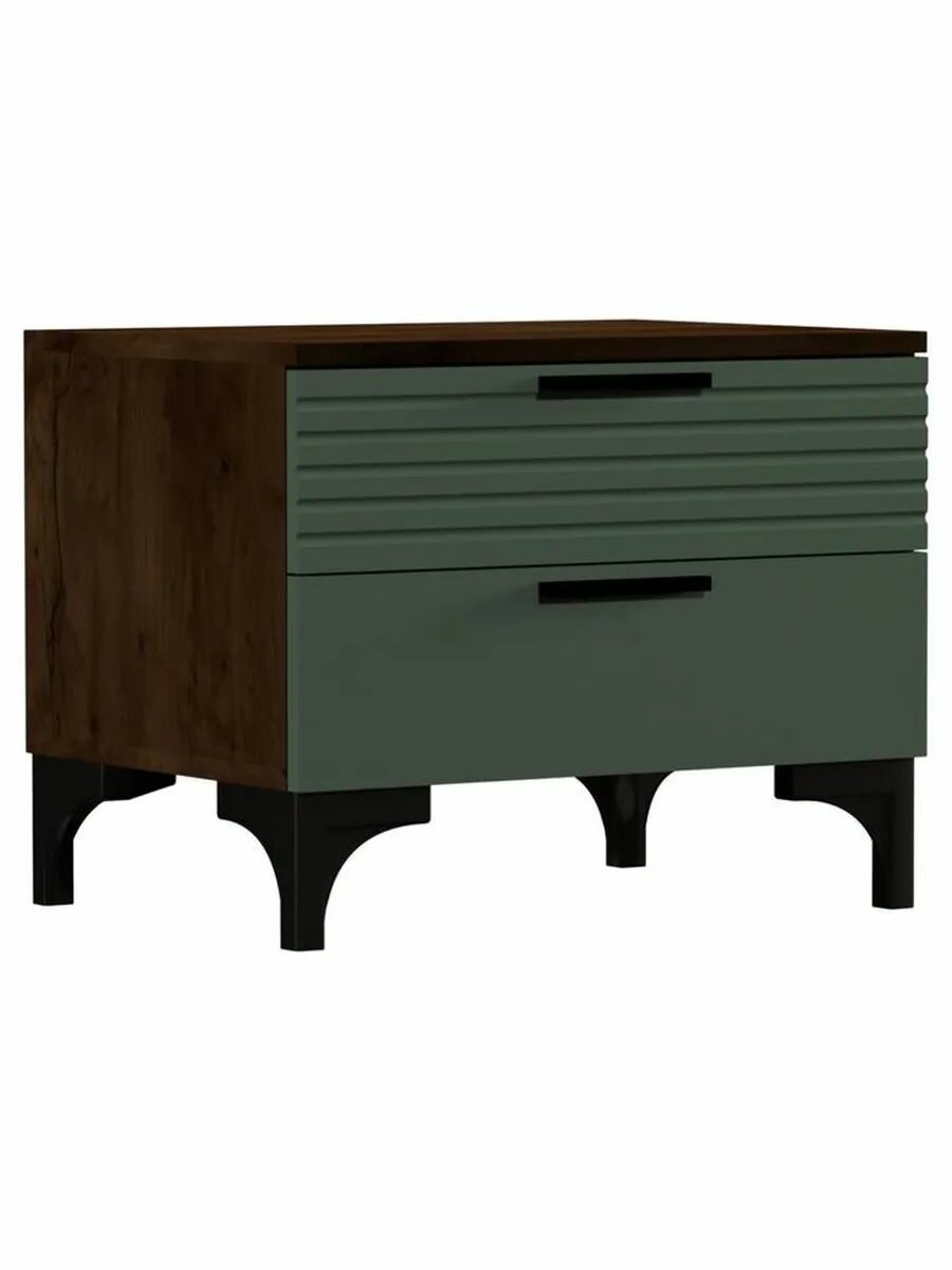 Тумба прикроватная Бергамо с ящиками, на ножках, 55.2х40.1х40.4 см, Таксус / Оливковый