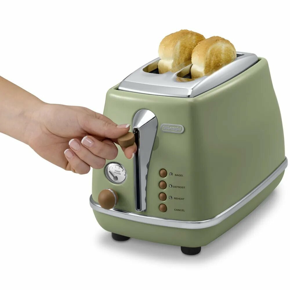 DeLonghi Тостер CT2003 900 Вт тостов - 2, зеленый