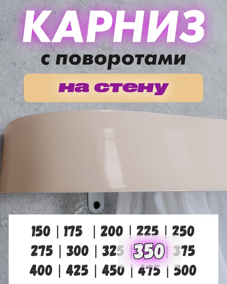 Карниз для штор на кухню 3,5 метра двухрядный составной твоя зона комфорта