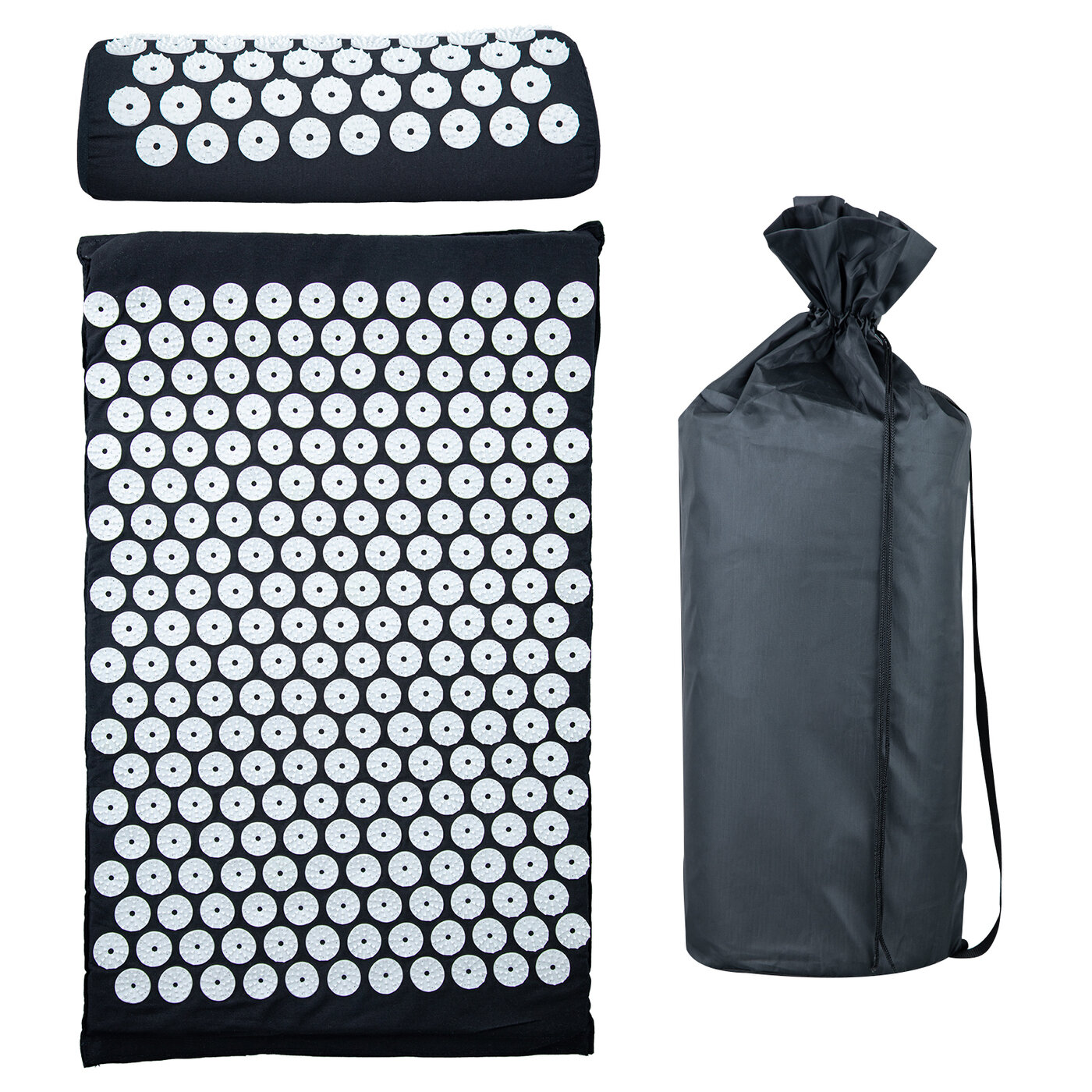 Акупунктурный массажный коврик, черный, 66х42 см, ABS пластик