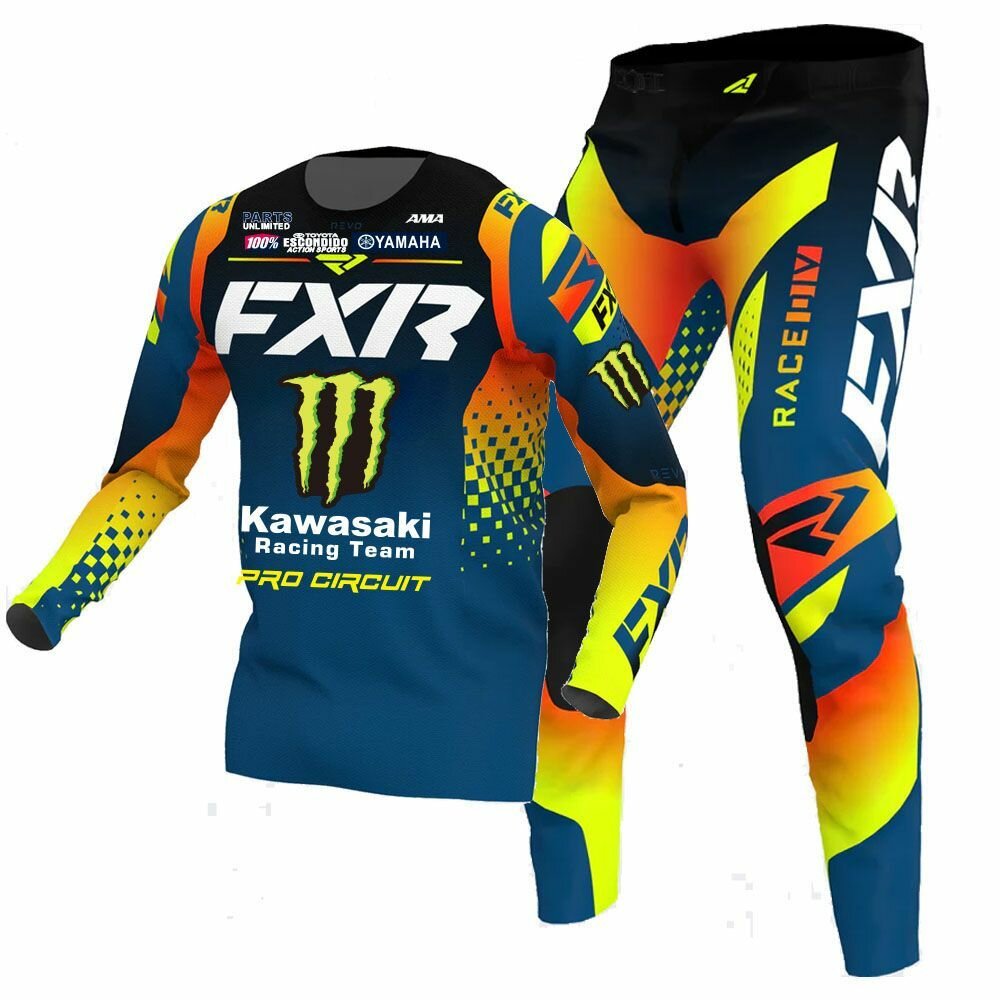 Новый 2023 гоночный костюм FX Kawasak мотокросс Джерси и штаны MX ATV Dirt Bike Gear Set мотоциклетная одежда mtb enduro