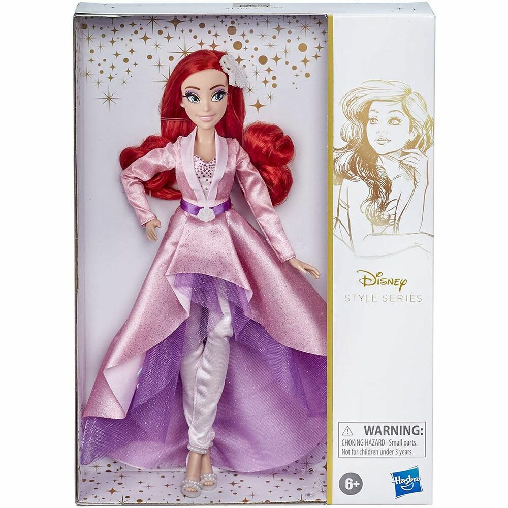 Hasbro Disney Princess Style Series Ariel Серия в стиле Диснеевских принцесс Модная кукла, с удлиненными рыжими волосами, с серьгами и туфлями, для детей от 6 лет