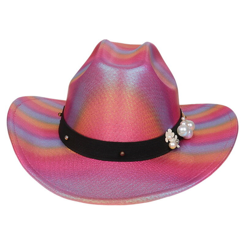 Шляпа "Ковбойская", шелковая, размер M, цвет односложный топ-С, розовая