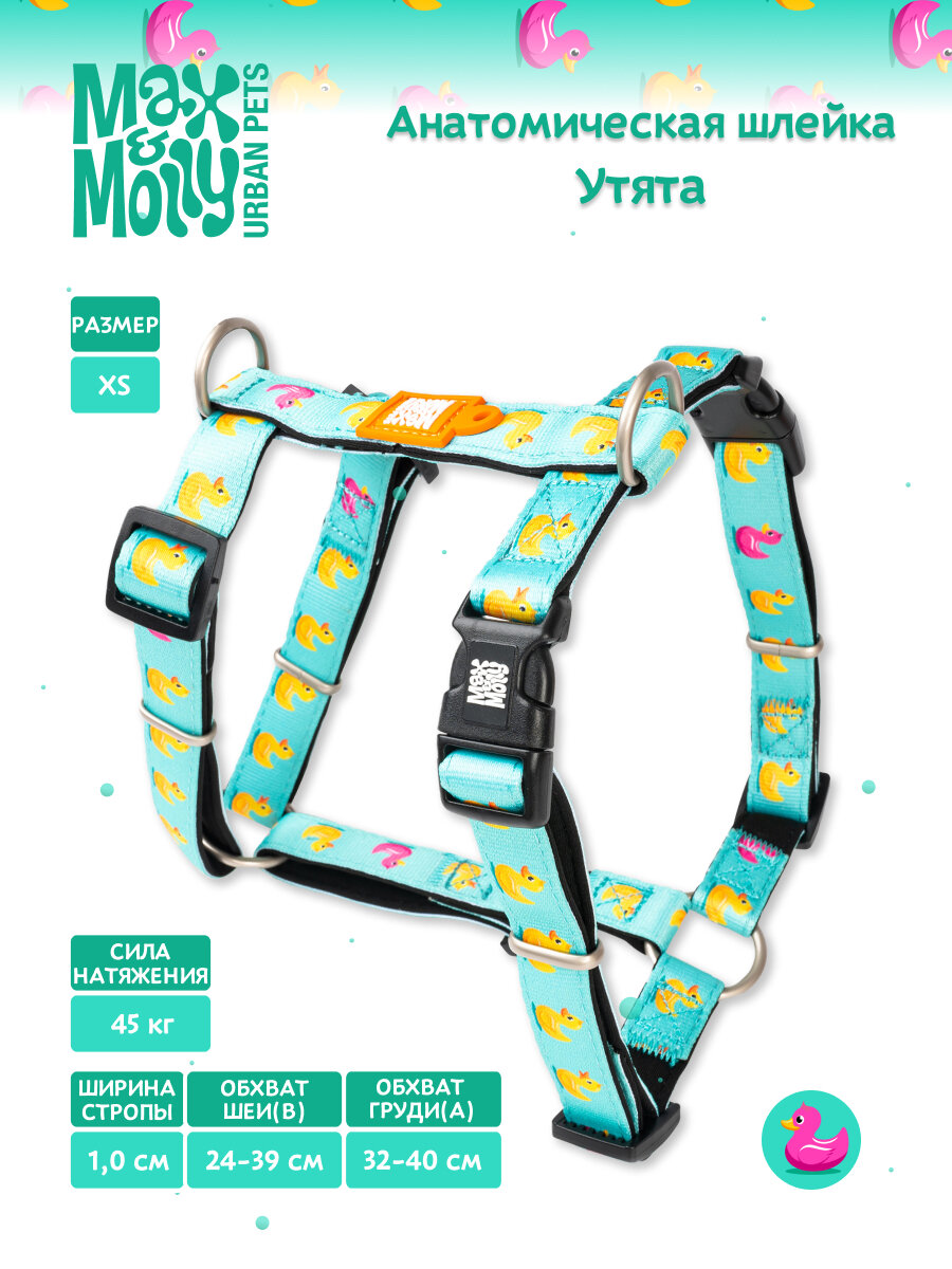 Шлейка для собак Н-образная, XS, Утята Max & Molly