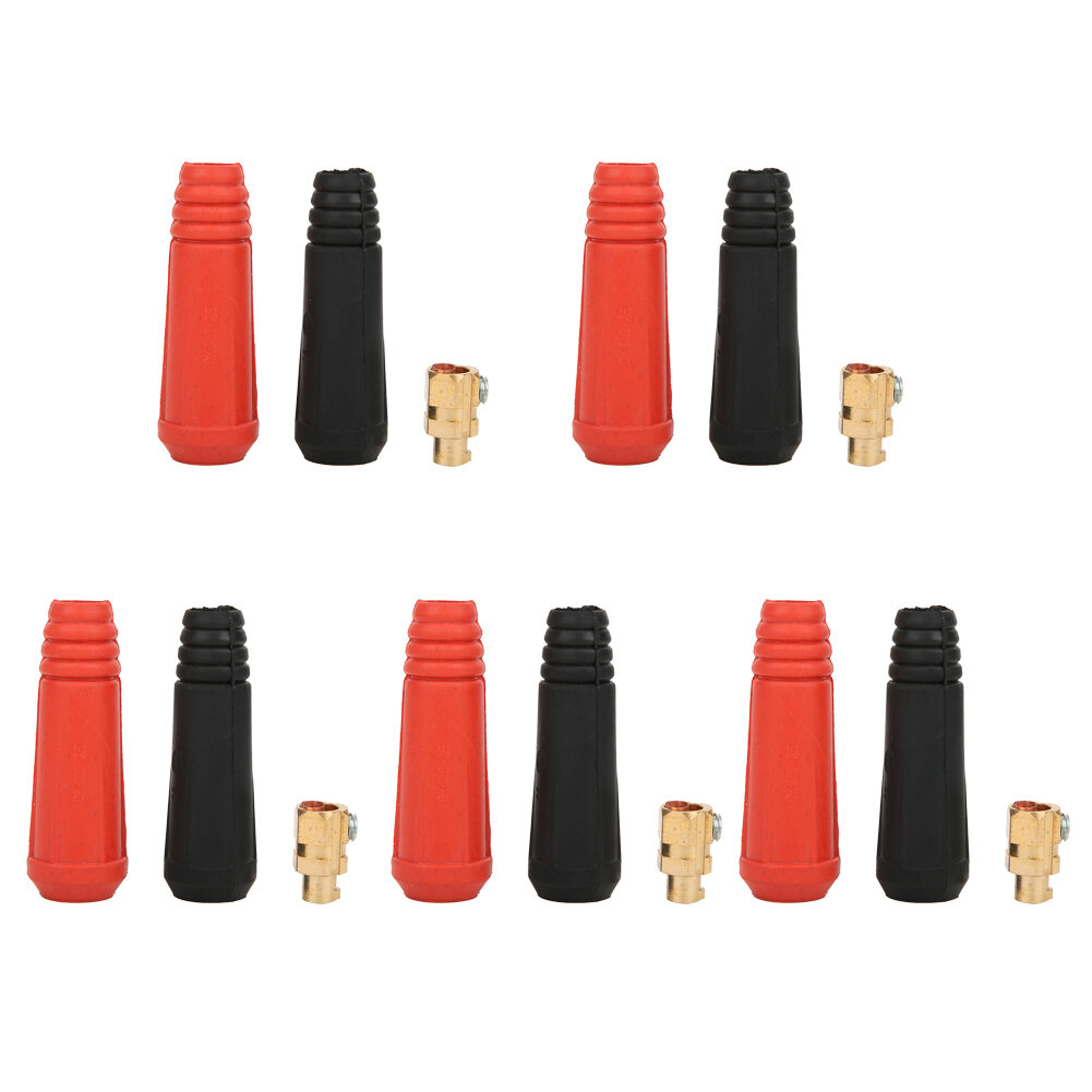 5 шт. быстроразъемных соединителей для сварочных аппаратов европейского типа, 10-25 квадратных дюймов, длинные, красного и черного цвета.