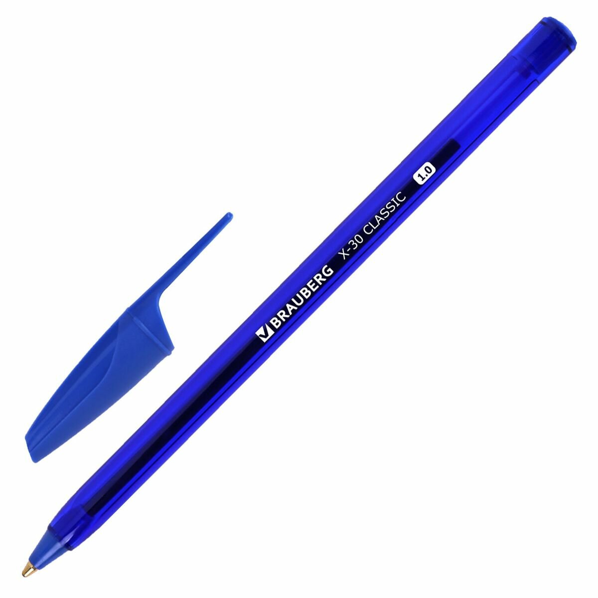 Ручка шариковая Brauberg X-30 Classic (0.5мм, синяя, мягкое письмо) (144331), 50шт.