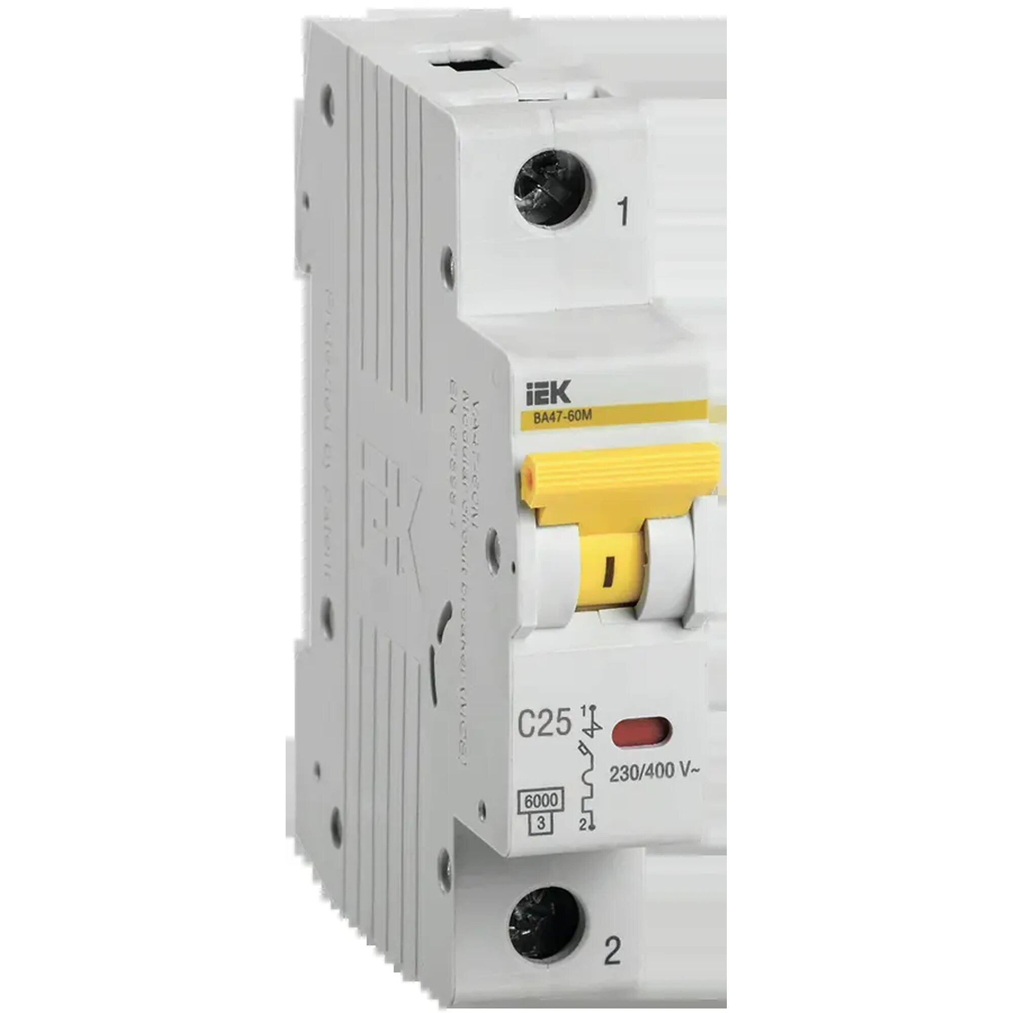Автоматический выключатель IEK ВА47-60M 1Р 25А, 6кА, тип С, 220В, IP20, термомагнитный, на DIN-рейку