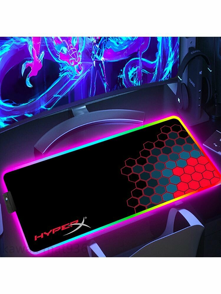 Коврик HyperX, для мыши и клавиатуры, с RGB-подсветкой, нескользящий, XXL