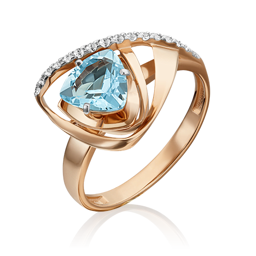 Кольцо, красное золото, 585 проба, топаз