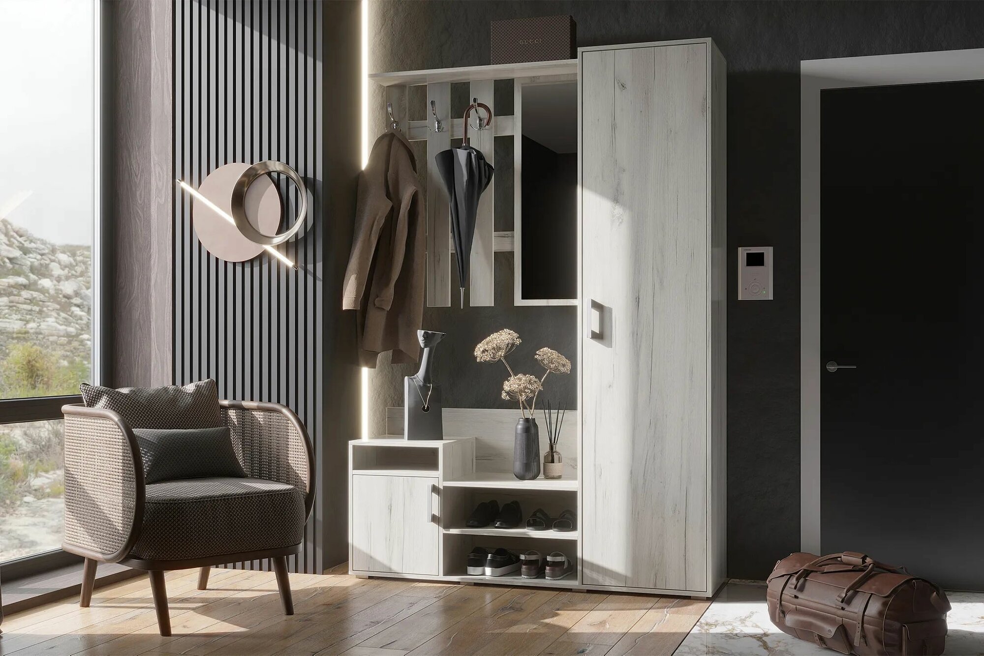 Прихожая Визит (Дуб Крафт Белый)