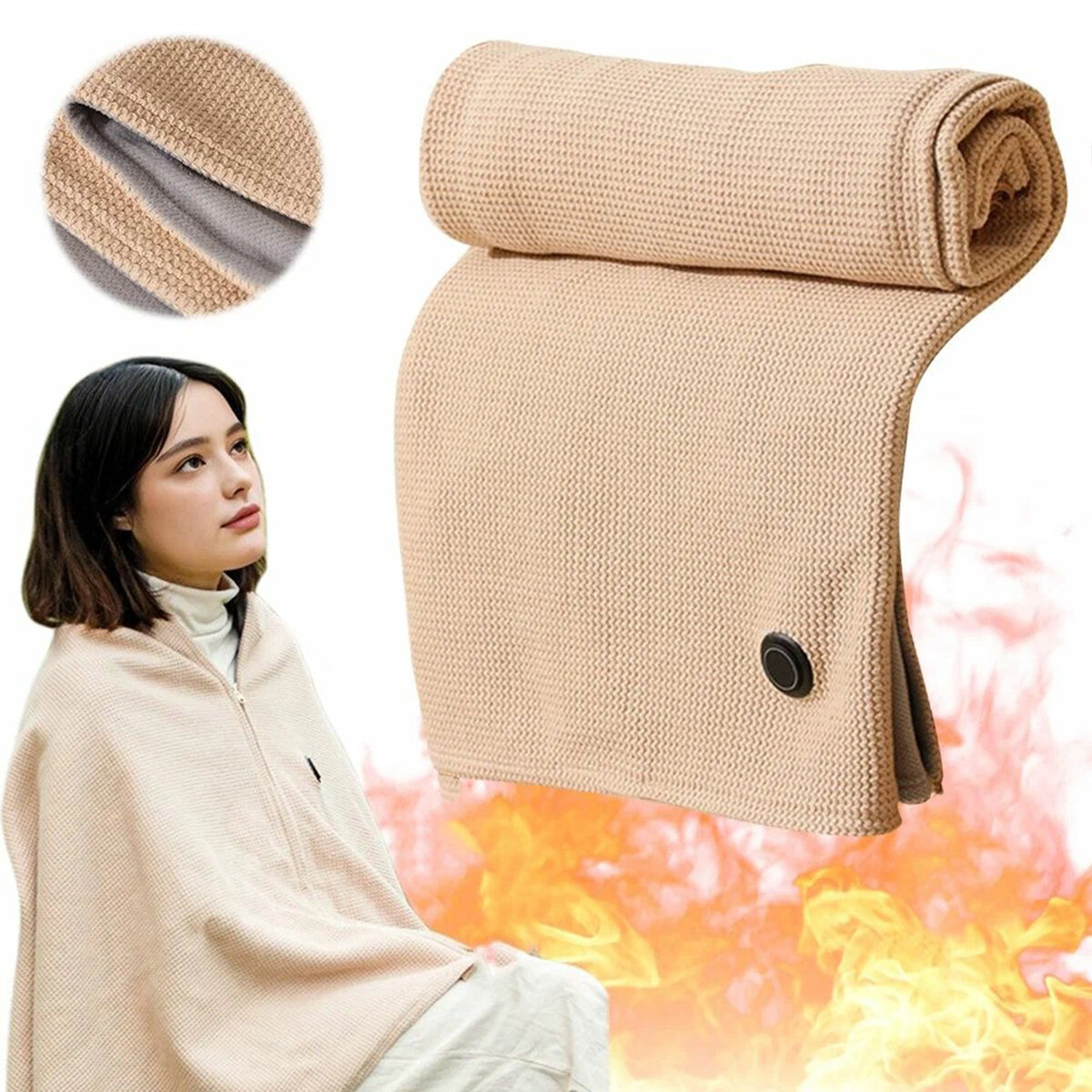 Носимое USB-одеяло с электрическим подогревом, электрическое одеяло, шаль, шаль с подогревом