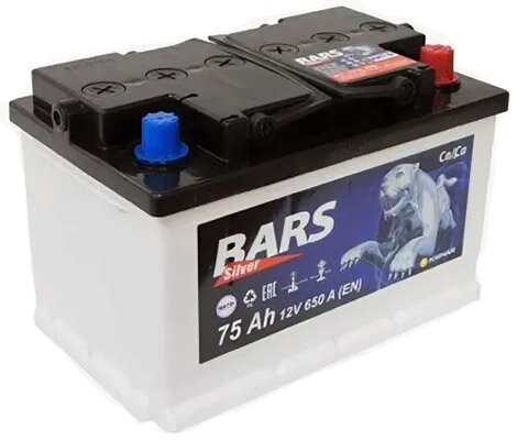 Аккумулятор автомобильный Bars 6СТ-75 обр. (низкий) 278x175x175