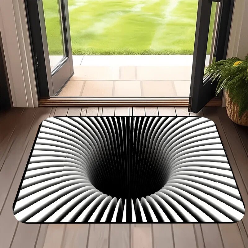 Водонепроницаемый полиэстеровый коврик 3D Illusion Black Hole Design DOOR Черный, 50x80cm20x31in, zjl-250522000075