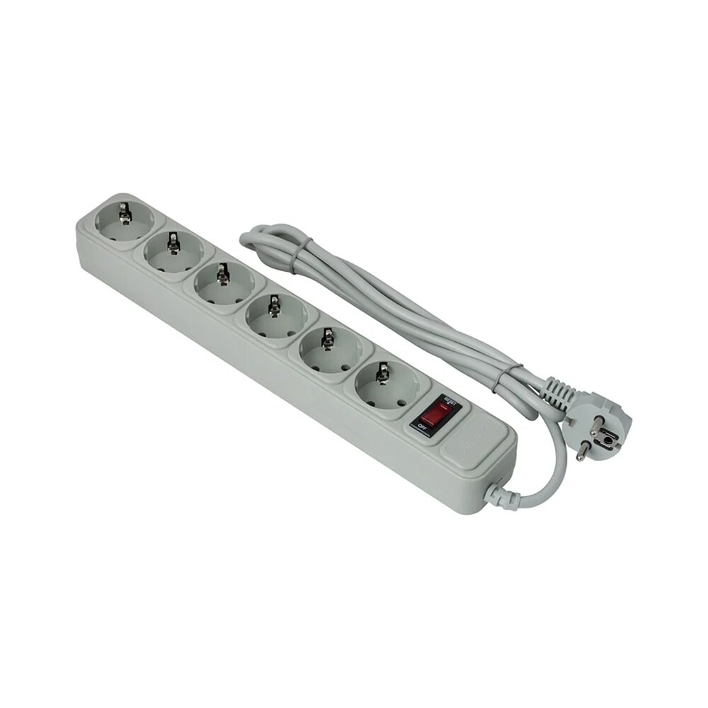 ExeGate Сетевой фильтр SP-6-1.5G 6евро с заземл, 1.5м, з/п, выкл. с подсвет, серый 266865