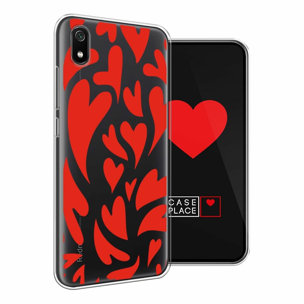 Чехол на Xiaomi Redmi 7A / Сяоми Редми 7А с принтом "Crazy hearts 2 - 14 февраля", прозрачный — фото 1