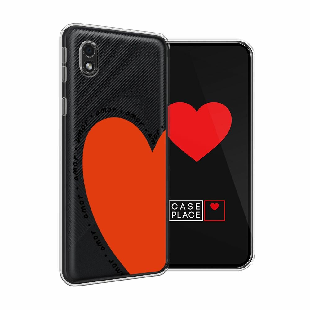 Чехол на Samsung Galaxy A01 Core / Самсунг Галакси А01 Core с принтом "amor heart 2 - 14 февраля", прозрачный — фото 1